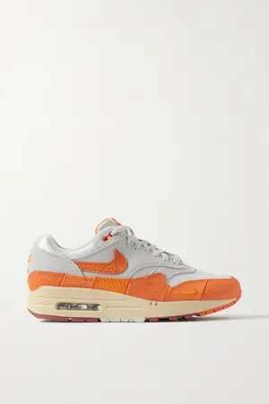 Nike Air Max 1 Suede, Mesh And Croc Effect-trimmed Leather Sneakers