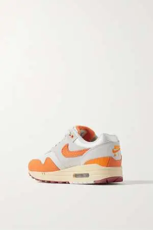 Nike Air Max 1 Suede, Mesh And Croc Effect-trimmed Leather Sneakers