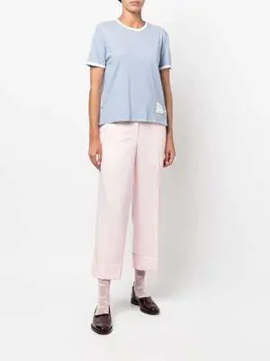 Thom Browne Contrast-trim T-shirt - Blue