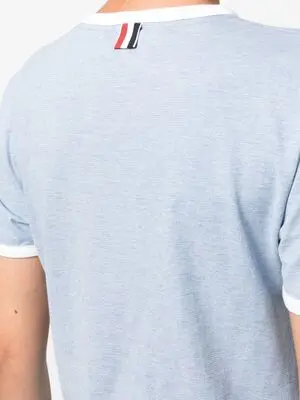 Thom Browne Contrast-trim T-shirt - Blue