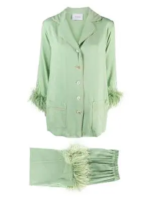 Sleeper Party Feather-embellished Pajama Set