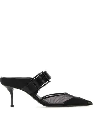 Alexander McQueen 65mm Buckled Mesh Mules - Black