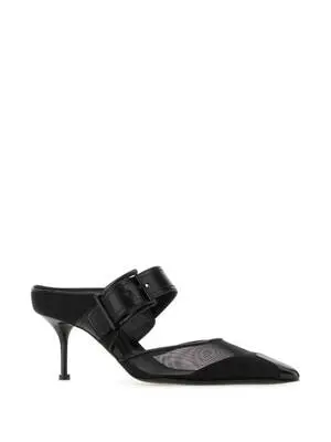 Alexander McQueen 65mm Buckled Mesh Mules - Black