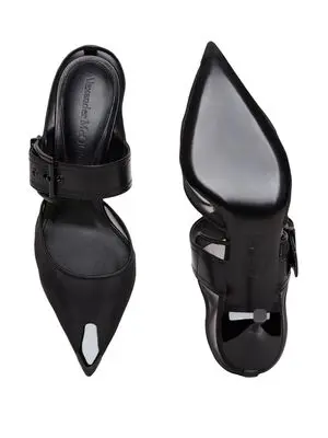 Alexander McQueen 65mm Buckled Mesh Mules - Black