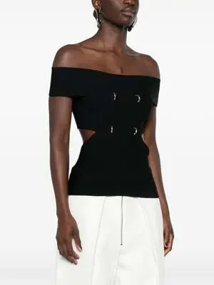 Alexander McQueen Cut-out Off-shoulder Top - Black