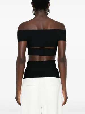 Alexander McQueen Cut-out Off-shoulder Top - Black