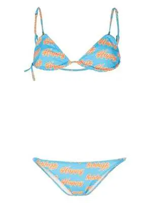 Natasha Zinko All-over Happy-print Bikini Set - Blue