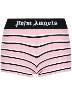 Palm Angels Logo-tape Striped Shorts - Pink
