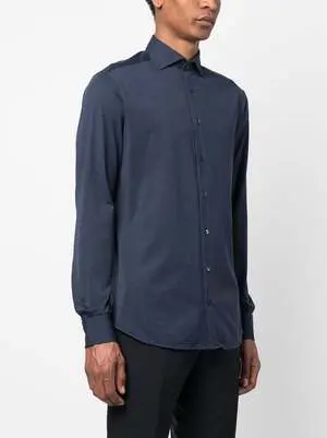TRAIANO MILANO Ribbed Longsleeved Shirt - Blue