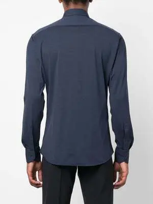 TRAIANO MILANO Ribbed Longsleeved Shirt - Blue