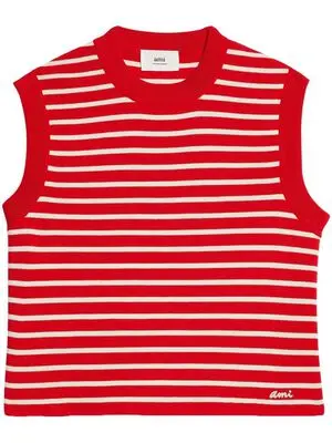 AMI Paris Striped Sleeveless Knit Vest