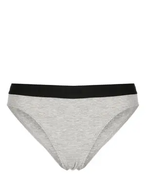 Natasha Zinko Embroidered-motif Cotton Briefs - Grey