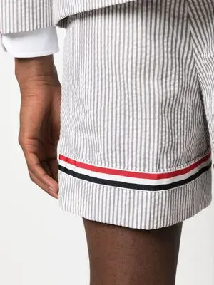 Thom Browne Seersucker Striped Tailored Shorts - Grey