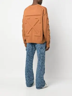 Off-White 3d Diag Crewneck Jumper - Orange