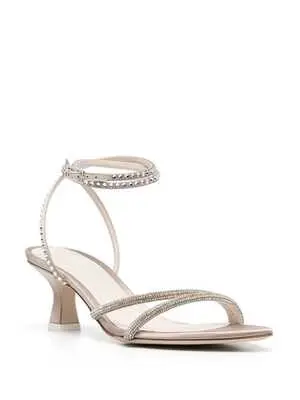 3JUIN Crystal-embellished Low-heel Sandals
