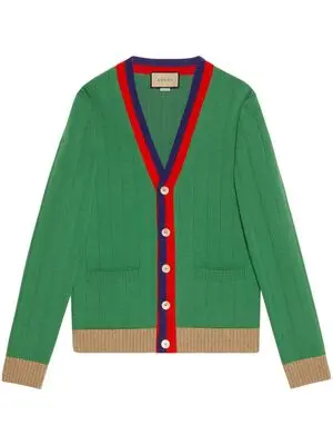Gucci Web-stripe Wool Cardigan