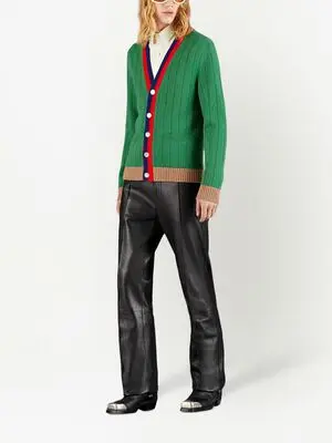 Gucci Web-stripe Wool Cardigan