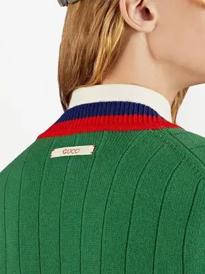 Gucci Web-stripe Wool Cardigan