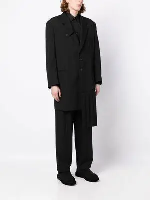 Yohji Yamamoto Slogan-print Single-breasted Coat