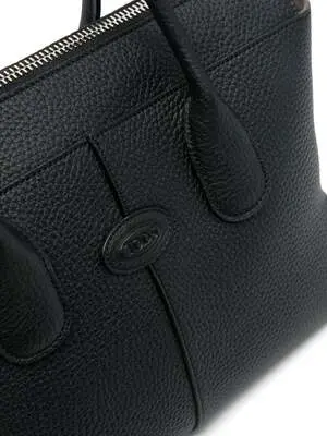 TOD'S Grained Leather Medium Tote Bag - Black
