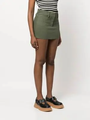 BLANCA VITA Concealed-front Fastening Mini Skirt - Green