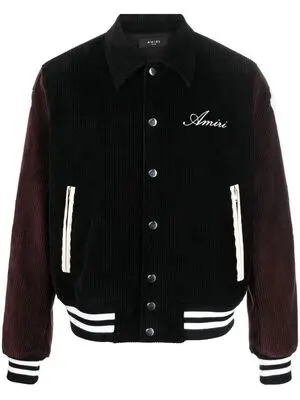 Amiri Panelled Corduroy Varsity Jacket - Black