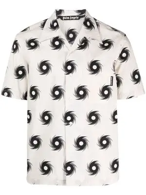 Palm Angels Hurricane-print Cotton Bowling Shirt