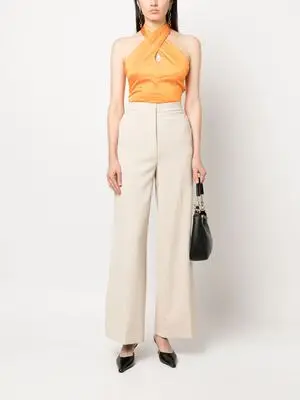 BLANCA VITA Overlapping-panel Palazzo Pants - Neutrals