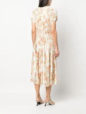 Vince Floral-print Plissé Midi Dress