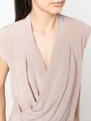 Brunello Cucinelli Wrap-front Silk Blouse - Pink