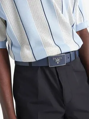 Prada Saffiano Leather Belt - Blue