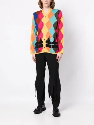 Comme Des Garçons Diamond Print V-neck Cardigan - Multicolour