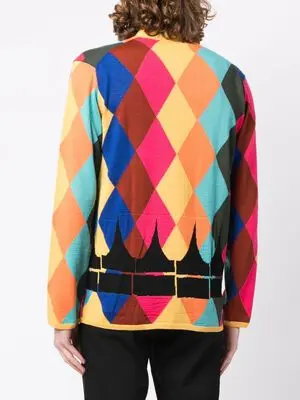 Comme Des Garçons Diamond Print V-neck Cardigan - Multicolour