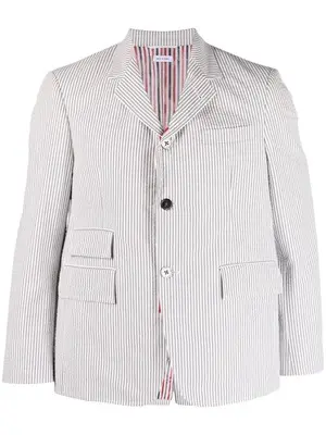 Thom Browne Seersucker Single-breasted Blazer - Grey