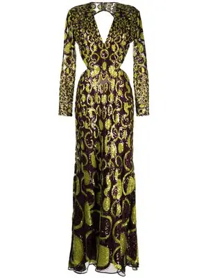 Elie Saab Embroidered Open-back Gown