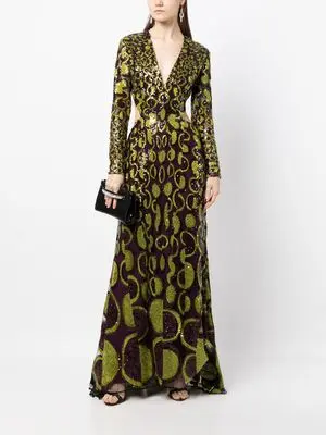 Elie Saab Embroidered Open-back Gown