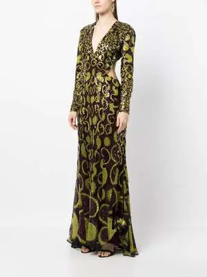 Elie Saab Embroidered Open-back Gown