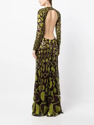 Elie Saab Embroidered Open-back Gown