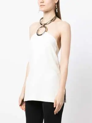 Elie Saab Necklace-collar Halterneck Top - White
