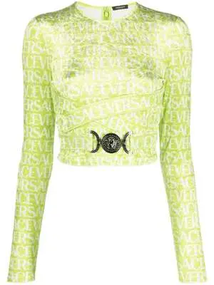 Versace Logo-print Cut-out Crop Top