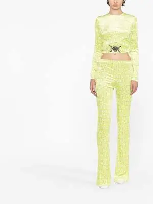 Versace Logo-print Flared Trousers - Green