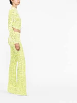 Versace Logo-print Flared Trousers - Green