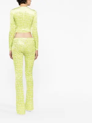 Versace Logo-print Flared Trousers - Green
