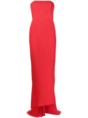Solace London Pleated Strapless Fishtail Gown