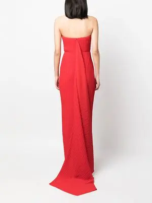 Solace London Pleated Strapless Fishtail Gown