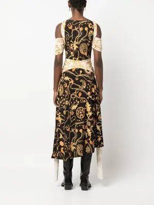 MARINE SERRE Nuisette Draped Midi Dress - Neutrals