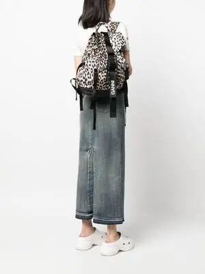 GANNI Leopard-print Backpack - Brown