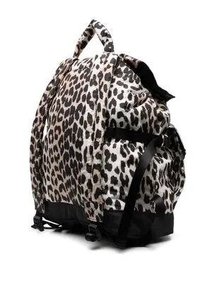 GANNI Leopard-print Backpack - Brown