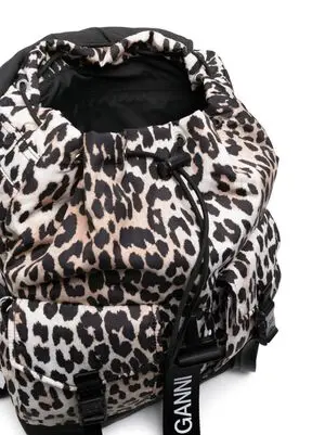 GANNI Leopard-print Backpack - Brown