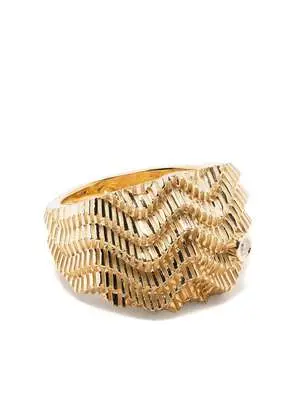 Yvonne Léon 9kt Yellow Diamond Wave Ring - Gold
